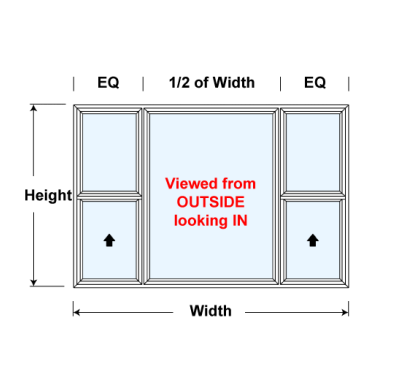 Double Single Hung Picture Window - 1/4 Sash