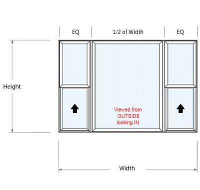 Double Single Hung Picture Window - 1/4 Sash