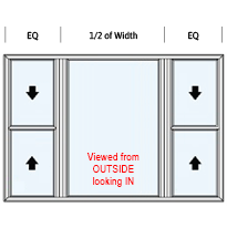 Double Double Hung Picture Window - 1/4 Sash
